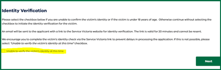 Identity verification | victimsofcrime.vic.gov.au